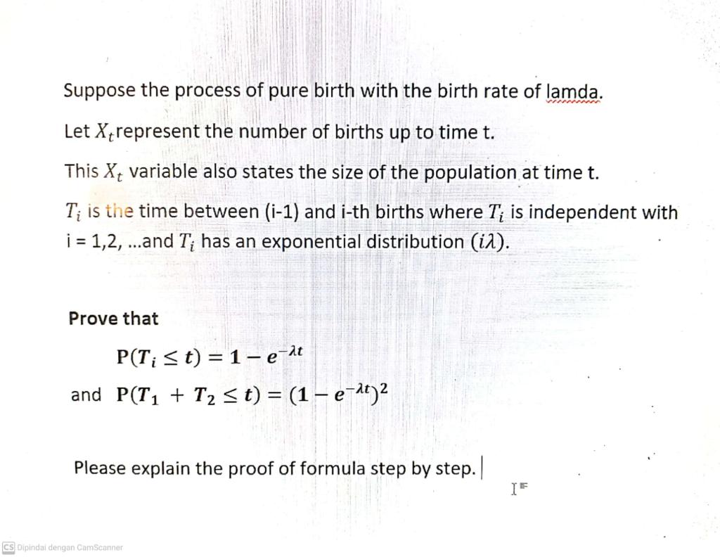 Solved Suppose the process of pure birth with the birth rate | Chegg.com