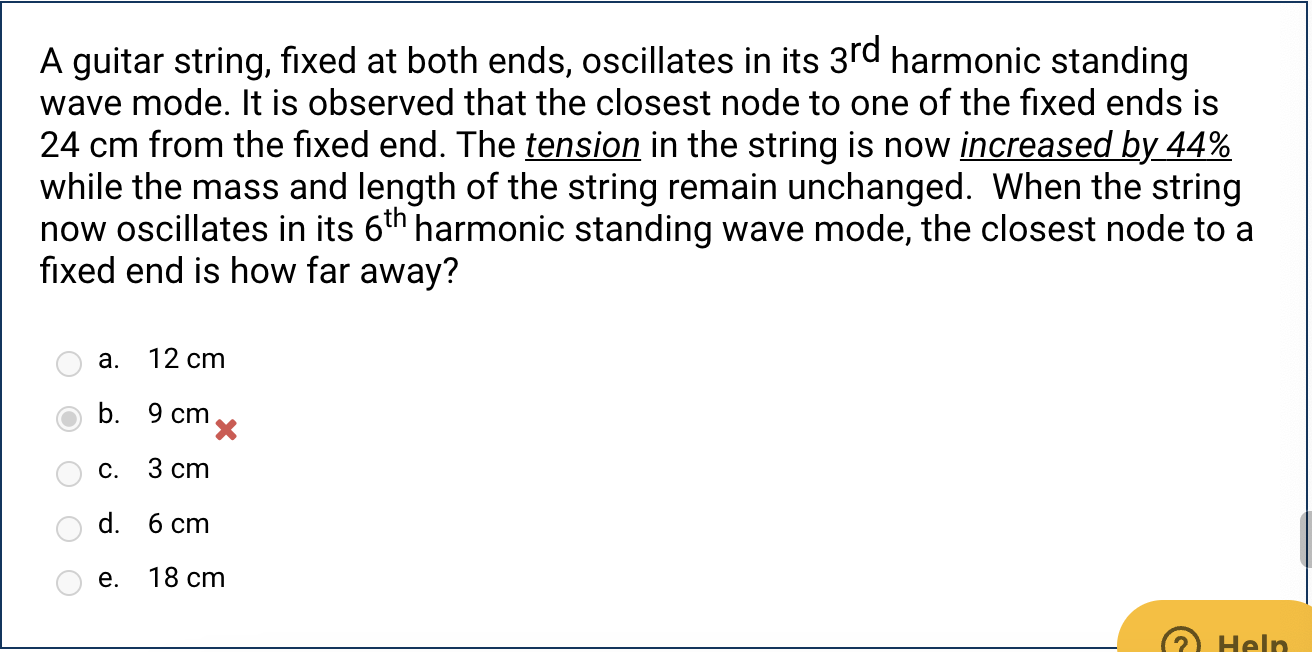 Solved A guitar string, fixed at both ends, oscillates in | Chegg.com