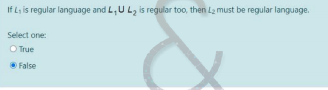 Solved If L1 is regular language and L, U L2 is regular too, | Chegg.com