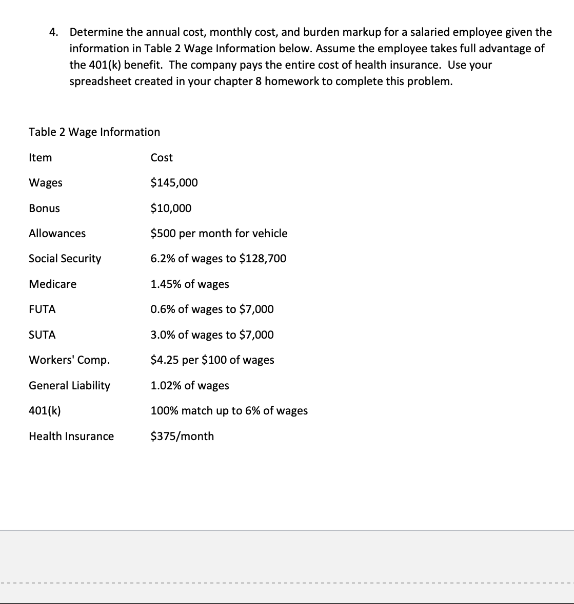 Solved 4. Determine the annual cost, monthly cost, and | Chegg.com