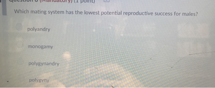 Solved Which mating system has the lowest potential | Chegg.com