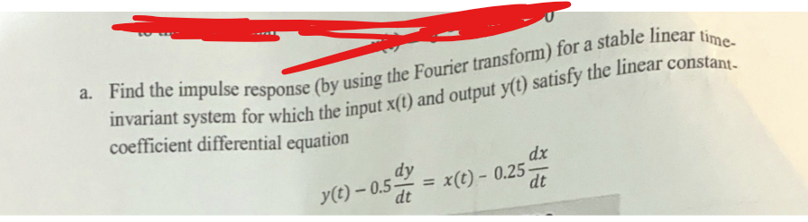 a. Find the impulse response (by using the Fourier | Chegg.com