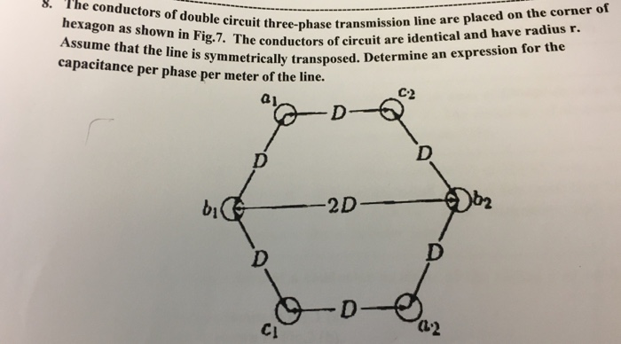 .The conductors of double circuit hexagon as shown in | Chegg.com