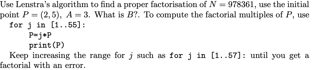 Use Lenstra's algorithm to find a proper | Chegg.com