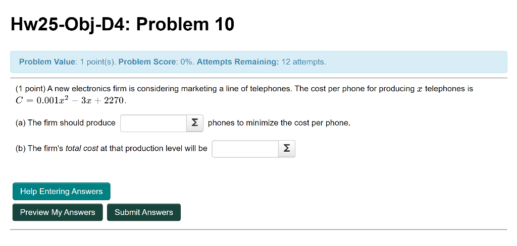 Solved Hw25-Obj-D4: Problem 10 Problem Value: 1 point(s). | Chegg.com