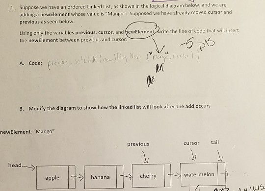 Solved 1 Suppose We Have An Ordered Linked List As Shown 6325