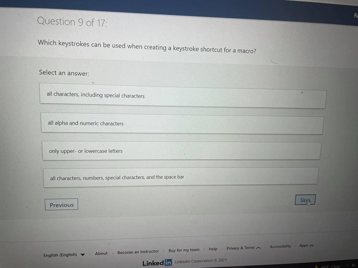 Solved R Question 9 of 17: Which keystrokes can be used when | Chegg.com