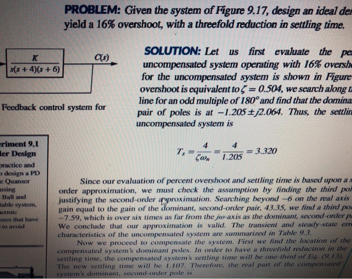 Solved PROBLEM: Given the system of Figure 9.17, design an | Chegg.com
