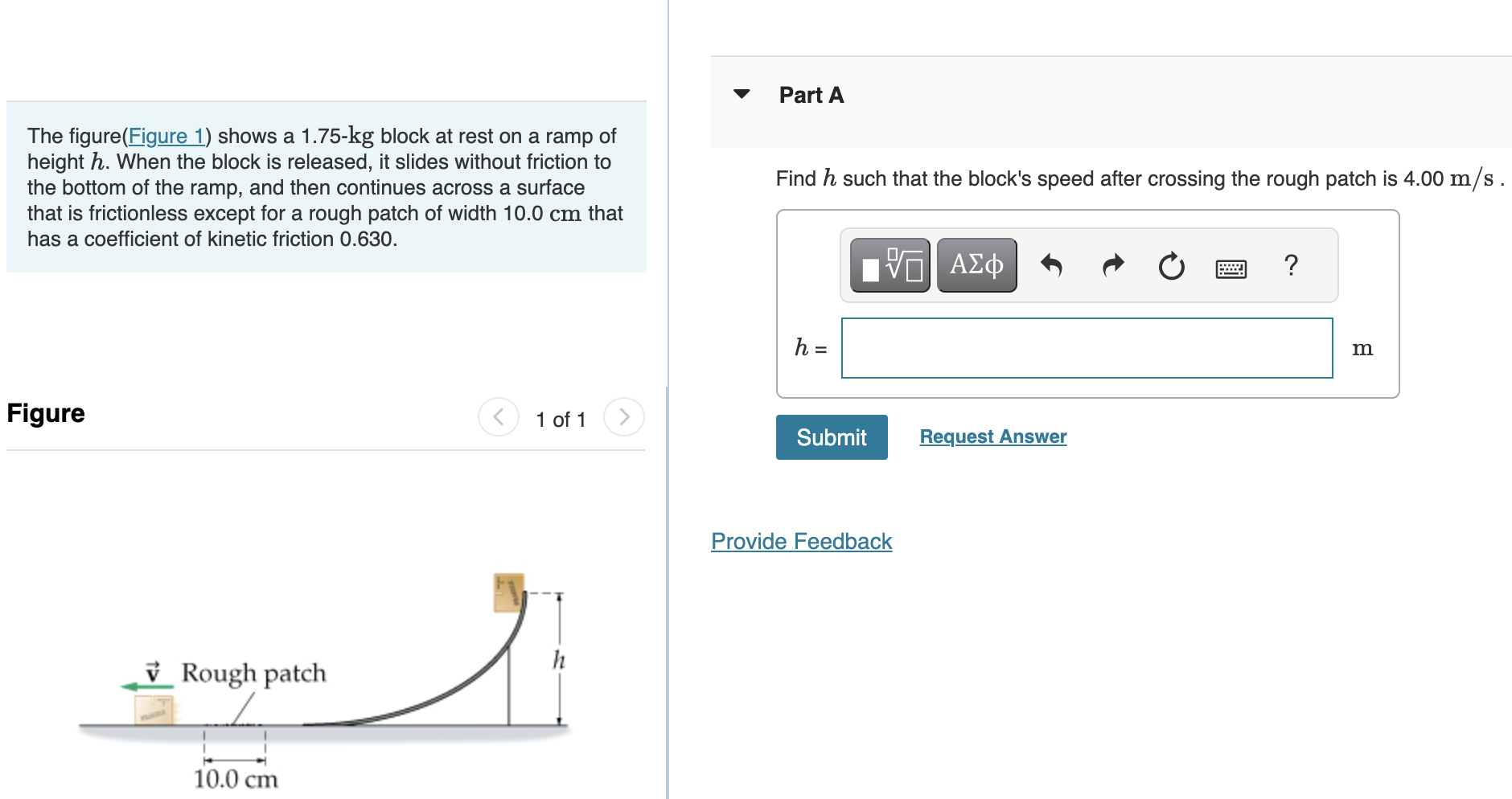 Solved The figure(Figure 1) shows a 1.75-kg block at rest on | Chegg.com