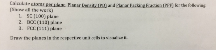 Solved Calculate atom? per plan? Planar Density (PD) and | Chegg.com