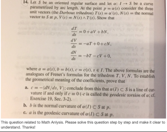 Solved 14. Let S be an oriented regular surface and let a:1 | Chegg.com