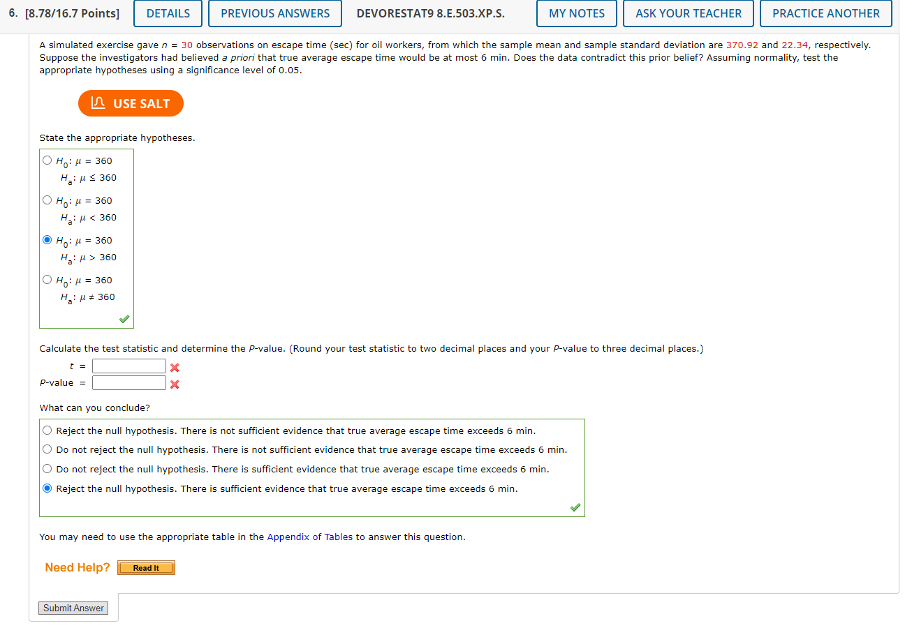 Solved 6. [8.78/16.7 Points] DETAILS PREVIOUS ANSWERS | Chegg.com