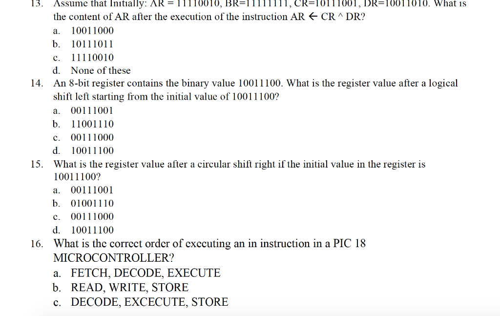 Assume that Initially: AR = 11110010, BR=11111111, | Chegg.com