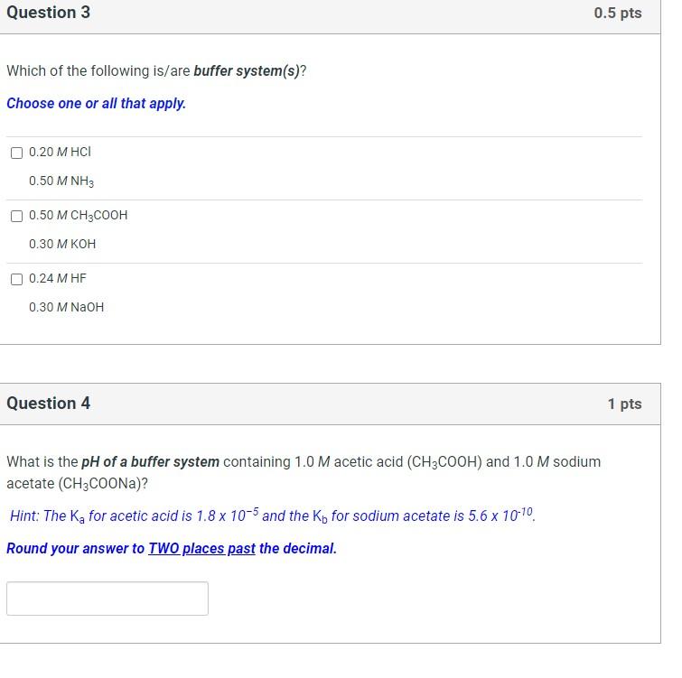Solved Which of the following is/are buffer system(s)? | Chegg.com