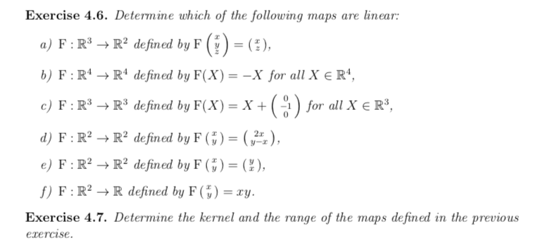 Solved Exercise 4.6. Determine which of the following maps | Chegg.com