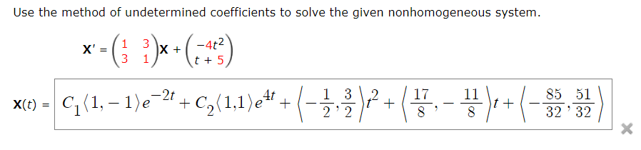 Solved Use the method of undetermined coefficients to solve | Chegg.com