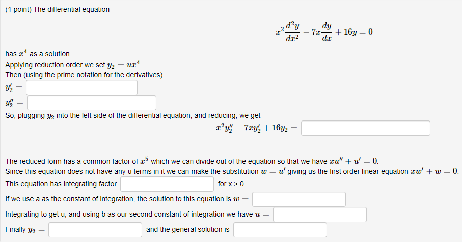 Solved (1 point) The differential equation | Chegg.com