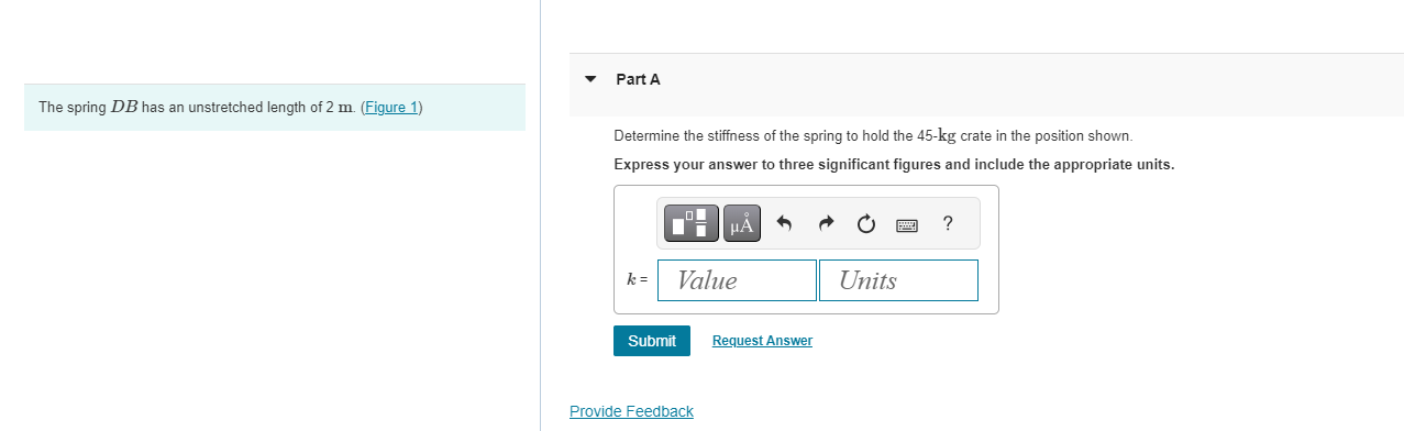 Solved The spring DB has an unstretched length of 2 m. | Chegg.com
