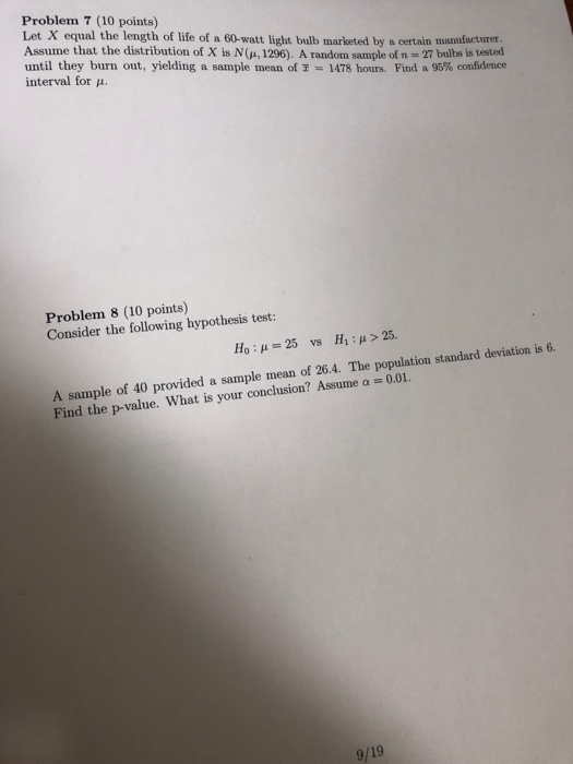 Solved Problem 7 (10 points) Let X equal the length of life | Chegg.com
