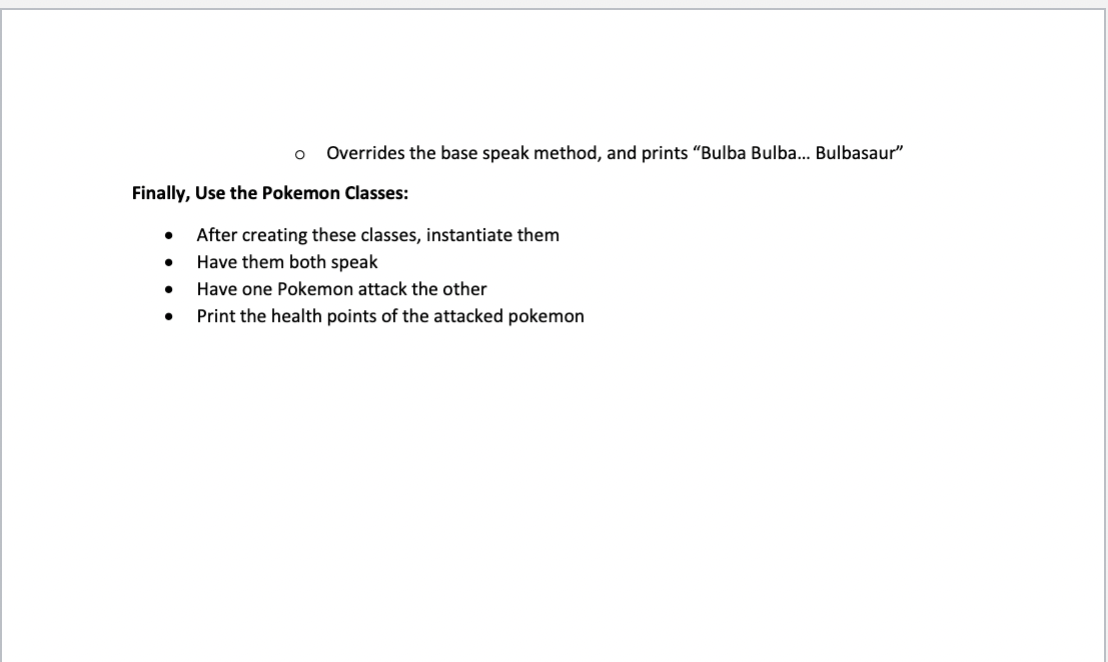 Solved Assignment 6 Pokémon and Class Inheritance (7pts): In | Chegg.com