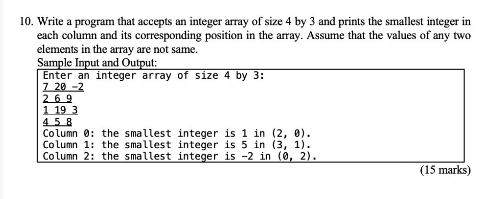 Solved 10 Write A Program That Accepts An Integer Array Of 3060