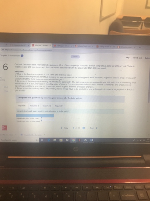 Solved hapter 5 Homework Help Save&Exit Submi 6 Outback | Chegg.com