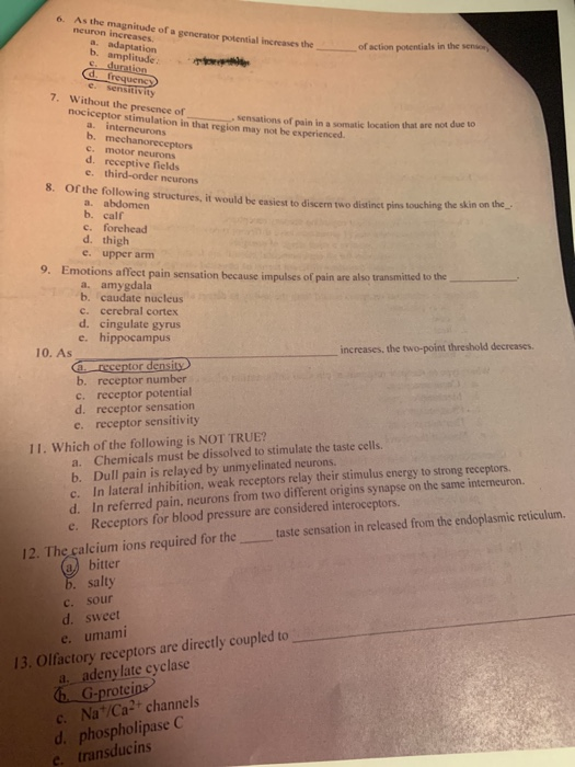 Solved 6. As the magnitude of a generator potential | Chegg.com
