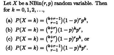 Solved Let X be a NBin (r,p) random variable. Then for | Chegg.com