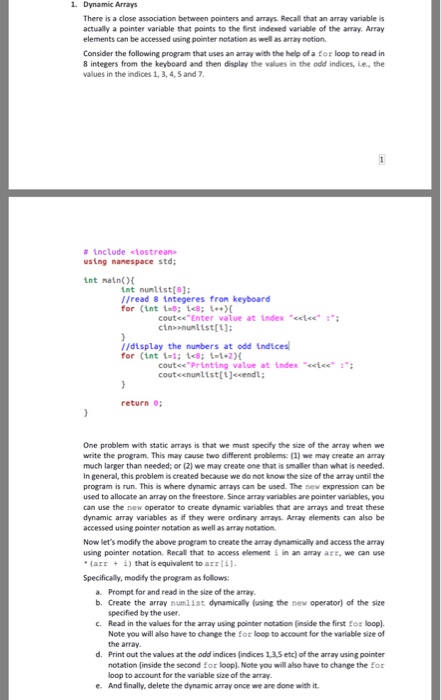 Solved 1 Dynamic Arrays There is a close association between | Chegg.com