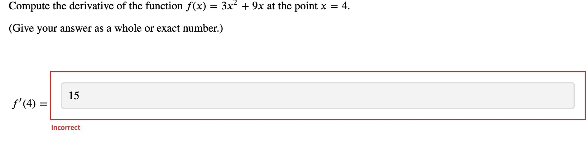Solved Compute the derivative of the function f(x)=3x2+9x | Chegg.com