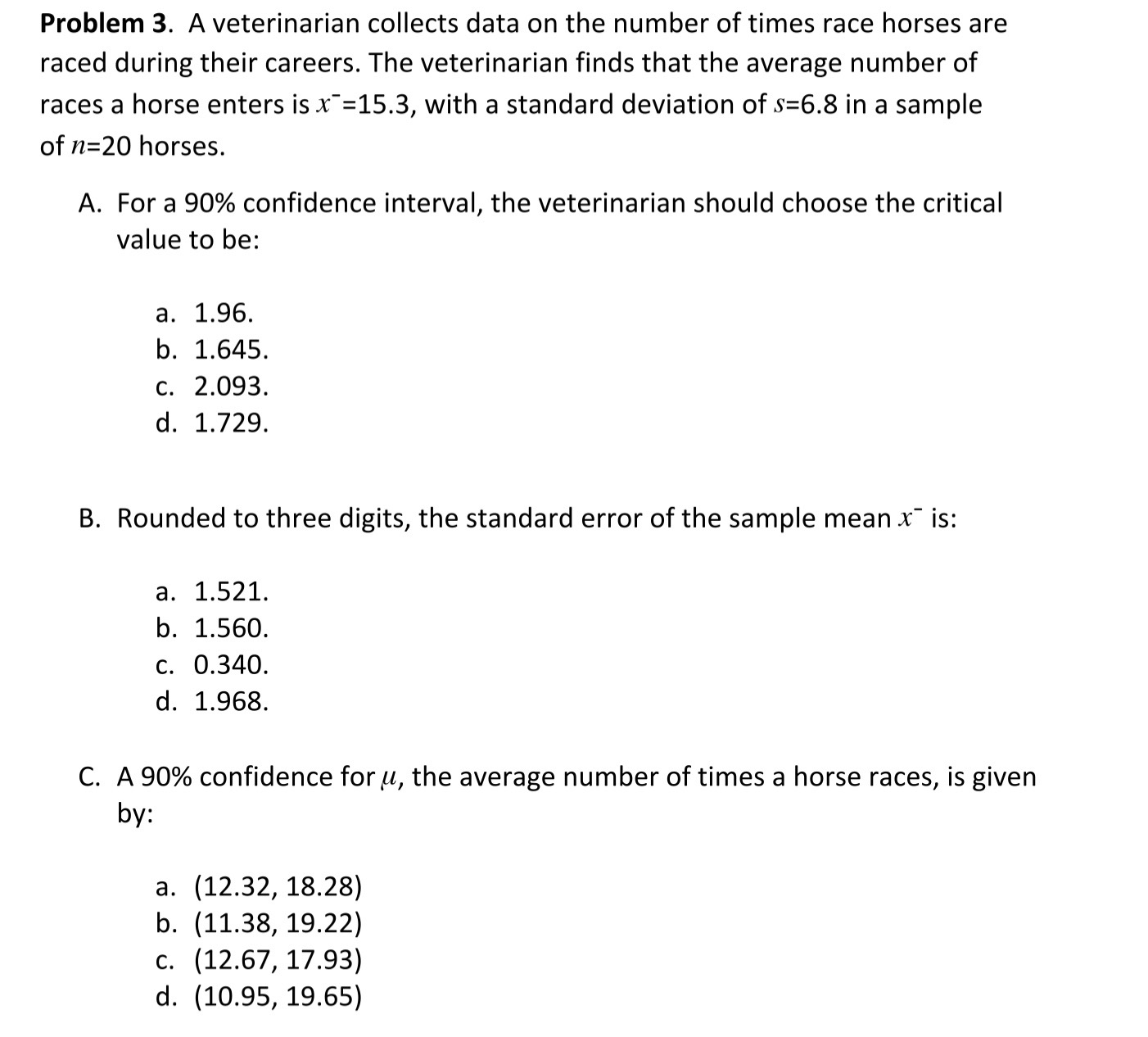 Solved Problem 3. A veterinarian collects data on the number | Chegg.com