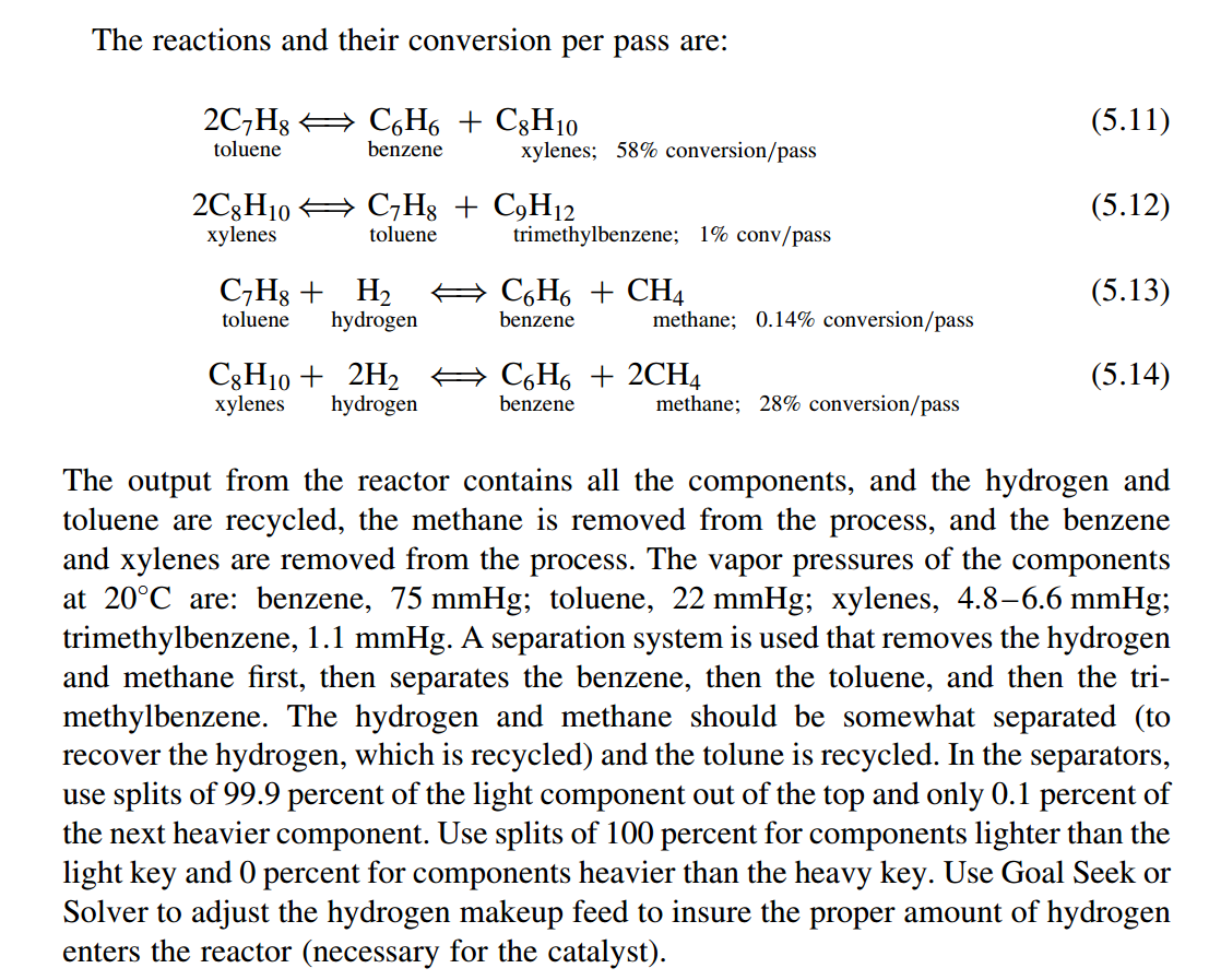 5.1. The process for making benzene is described | Chegg.com