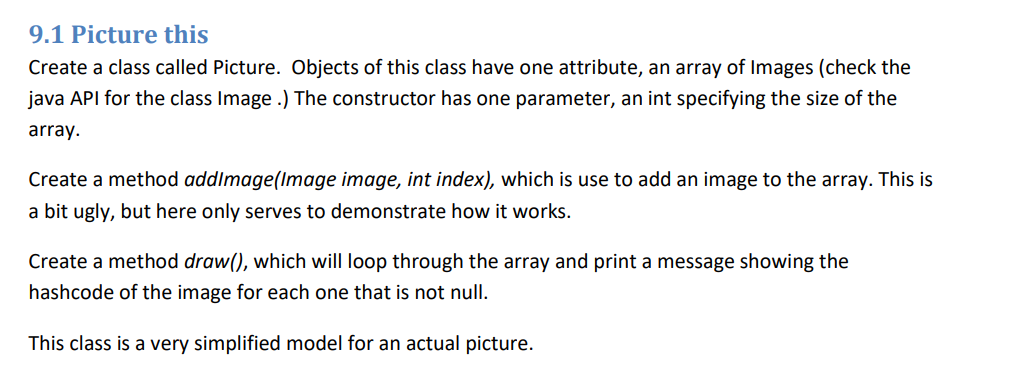Solved 9.1 Picture this Create a class called Picture. | Chegg.com