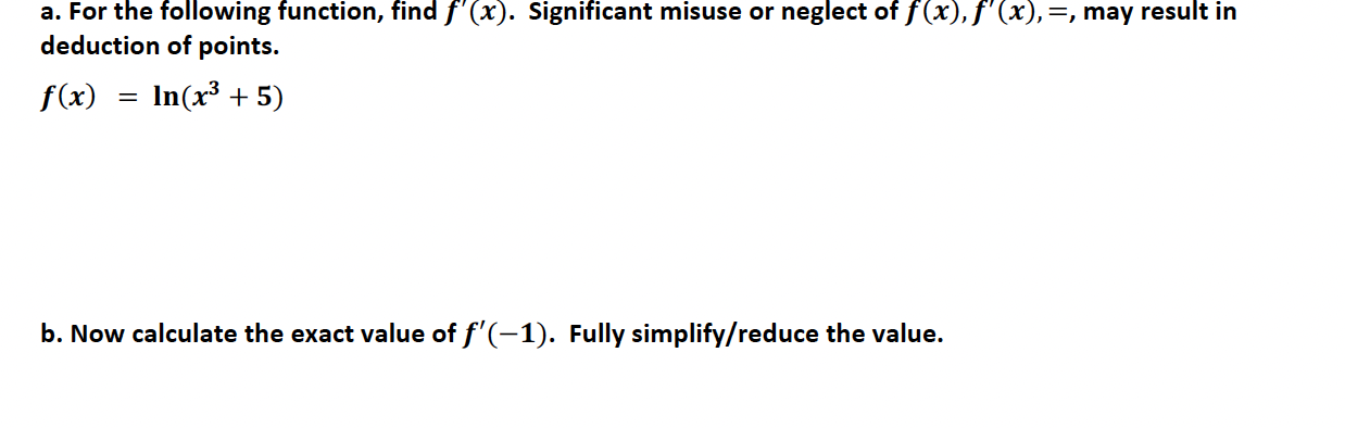 Solved a. For the following function, find f′(x). | Chegg.com