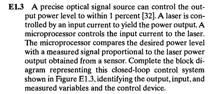 Solved E1.3 A precise optical signal source can control the | Chegg.com