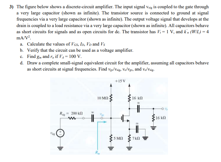 Solved 3) The figure below shows a discrete-circuit | Chegg.com