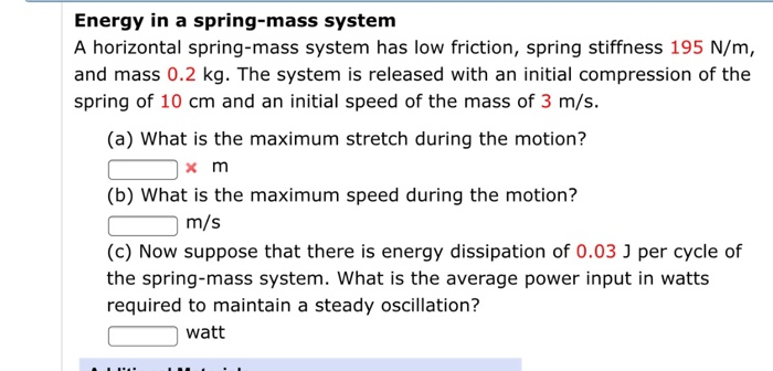 Solved Energy in a spring-mass system A horizontal | Chegg.com