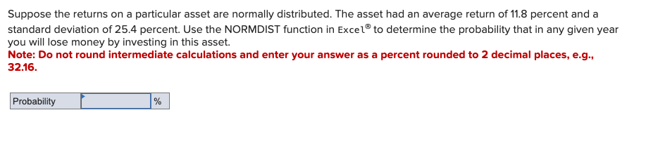Use The Normdist Function In Excel®raise To The Power 