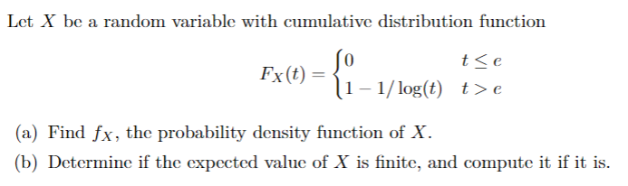Solved Let X be a random variable with cumulative | Chegg.com