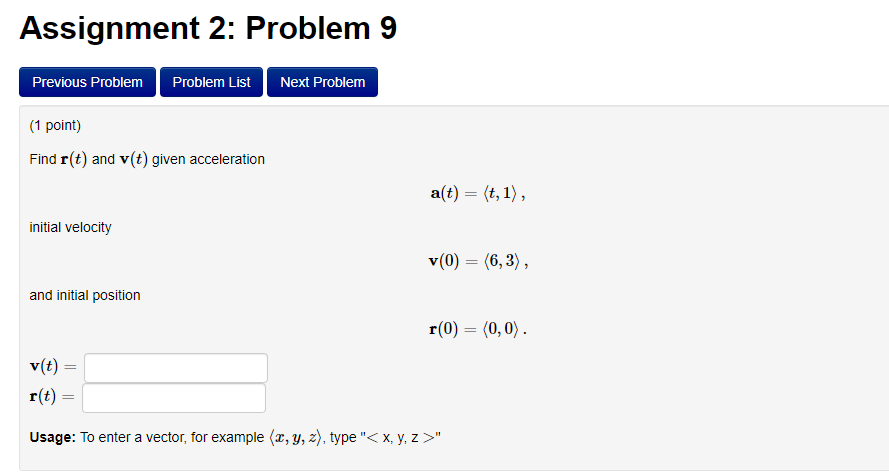 Solved Assignment 2 Problem 9 Previous Problem Problem List 1016