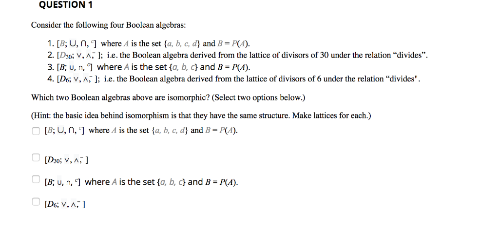 Solved Question 1 Consider The Following Four Boolean 6125