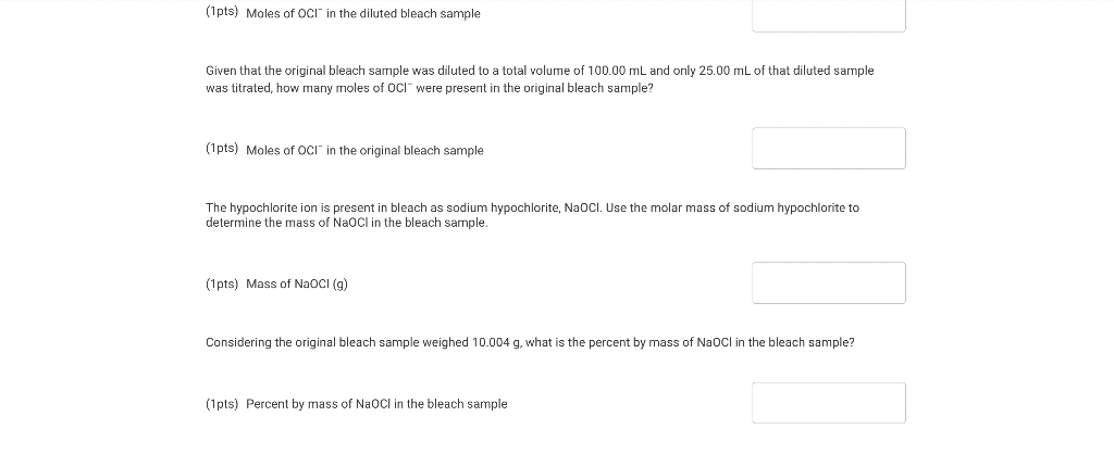 Solved (5pts) Calculations for the Redox Titration Please | Chegg.com