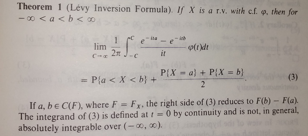 Solved Theorem 1 (Lévy Inversion Formula). If X is a r.v. | Chegg.com