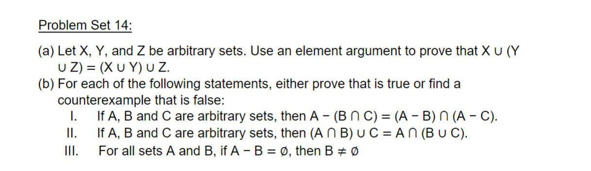 Solved Problem Set 14 A Let X Y And Z Be Arbitrary 