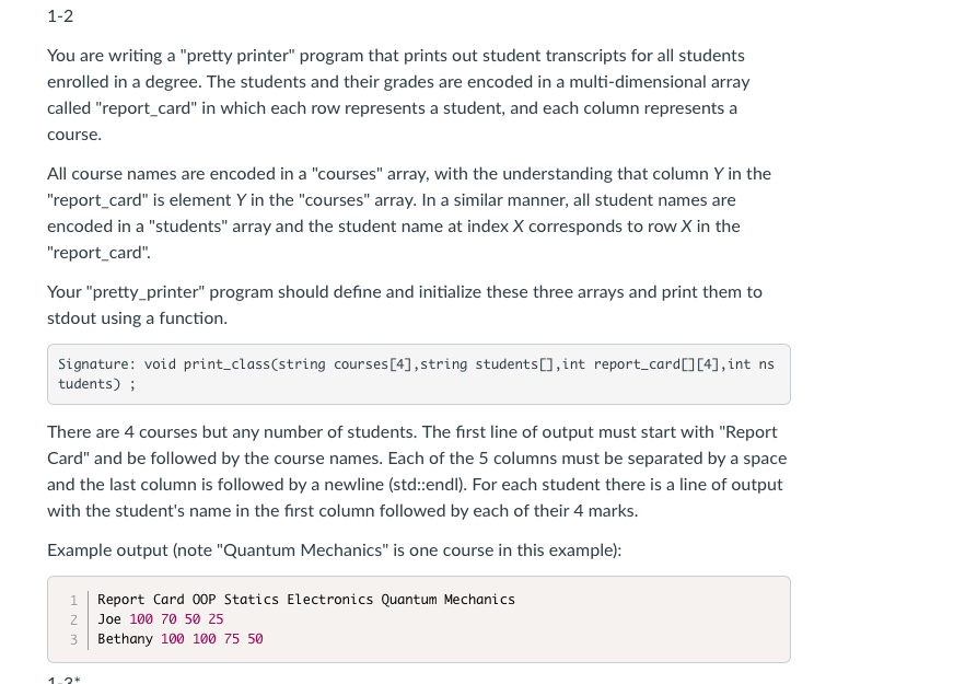 Solved 1-2 You are writing a "pretty printer" program that | Chegg.com