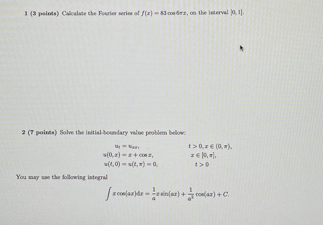 Solved 1 (3 points) Calculate the Fourier series of | Chegg.com