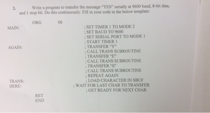Solved Write a program to transfer the message "YES" | Chegg.com