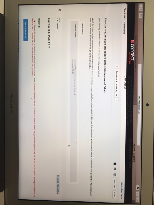 Solved help Exercise 8-10 Analyze and record deferred | Chegg.com
