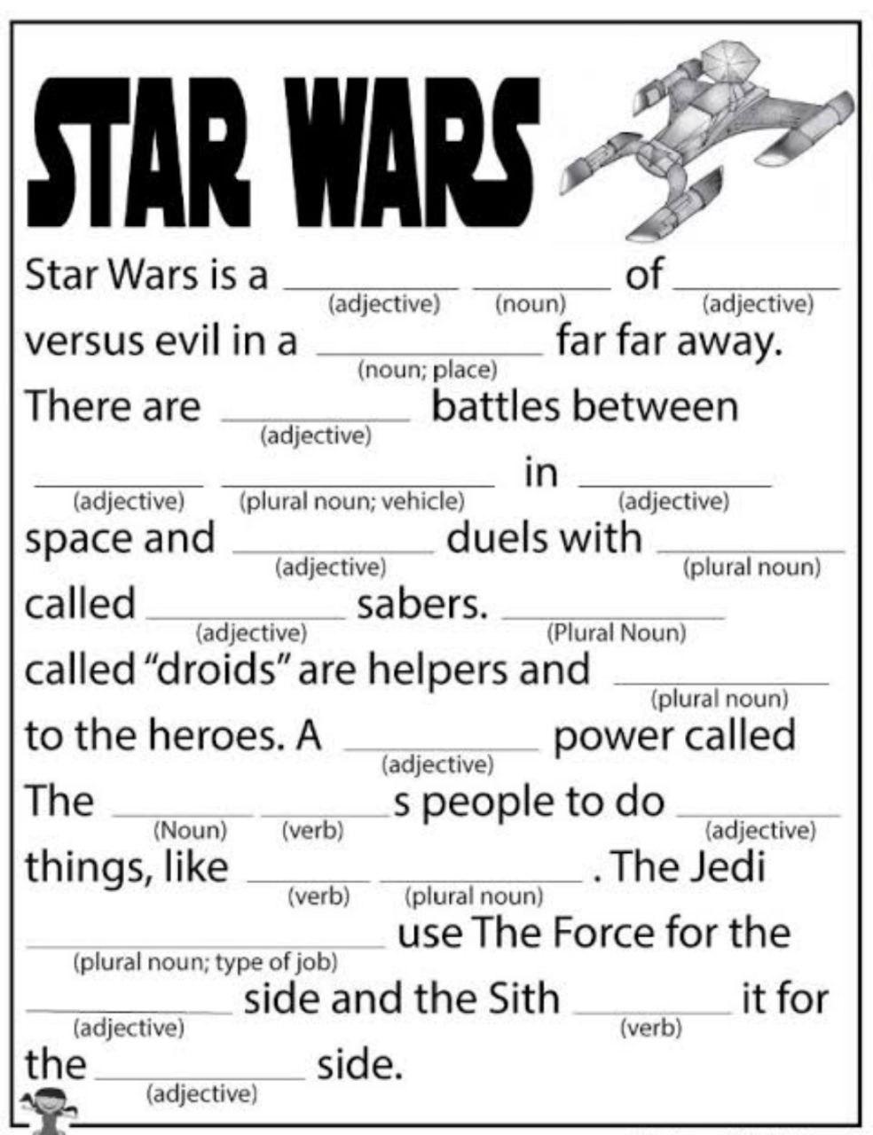 STAR WARS space and Star Wars is a of (adjective) | Chegg.com