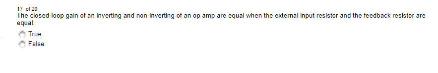 Solved 17 of 20 The closed-loop gain of an inverting and | Chegg.com